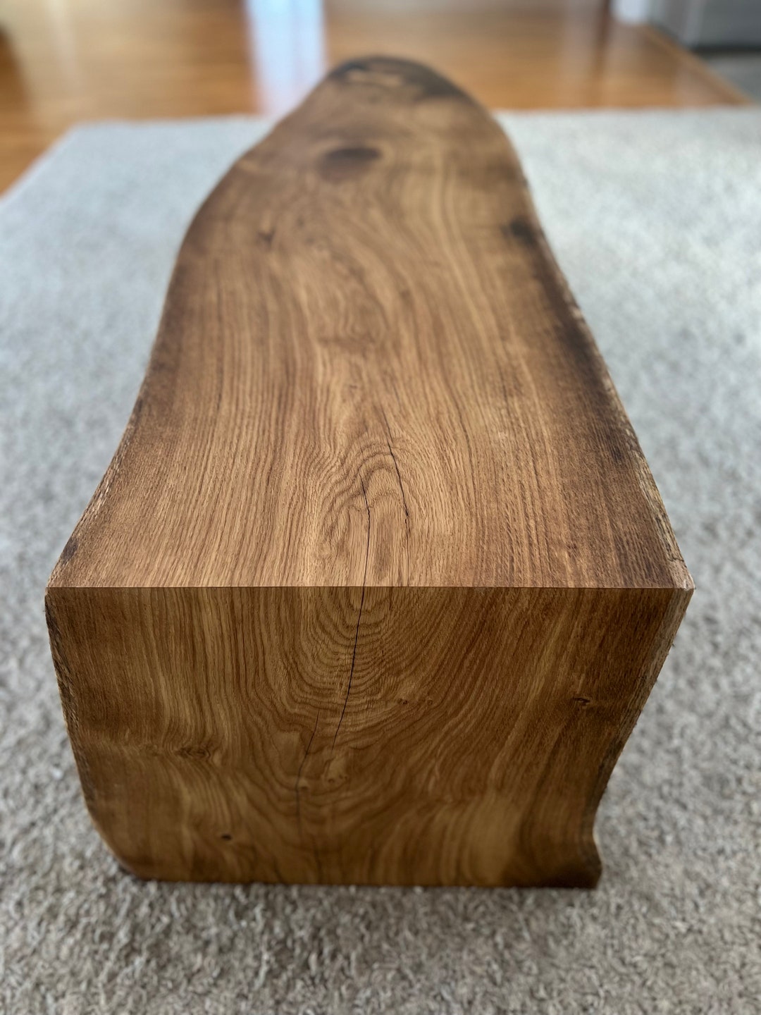 Waterfall Oak Coffee Table, Live Edge Solid Oak Coffee Table, Reclaimed ...