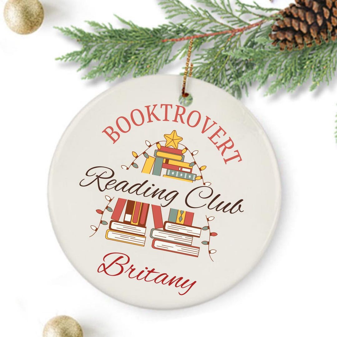Personalized Booktrovert Christmas Ornament, Gift for Reader, Book ...
