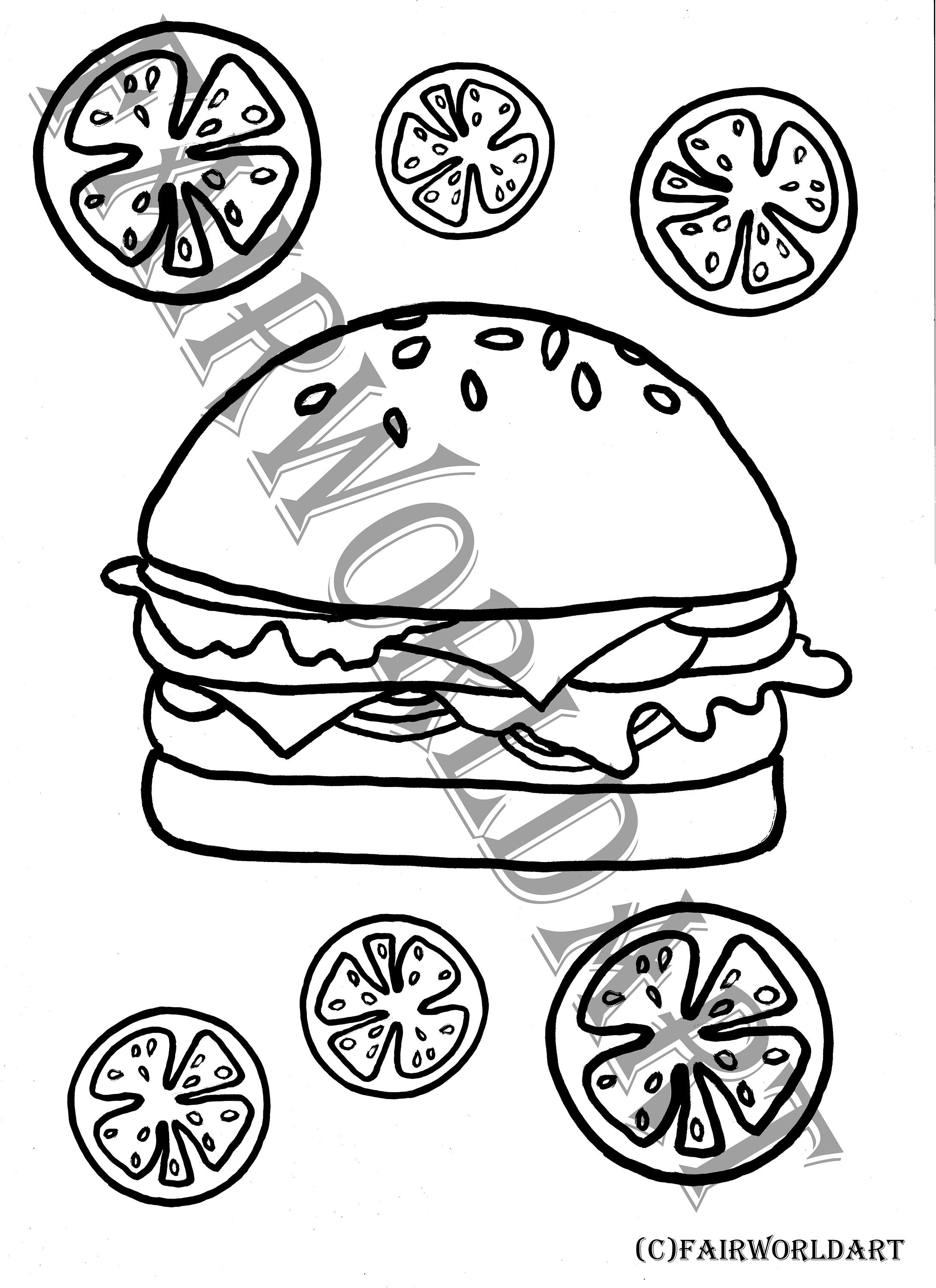 DIGITAL DOWNLOADS Hand-drawn Fair Food Children's Downloadable Coloring ...