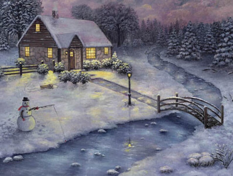 Snowman Fishing - Etsy