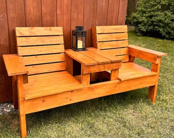 DIY Double Bench With Table Woodworking Plans - Etsy