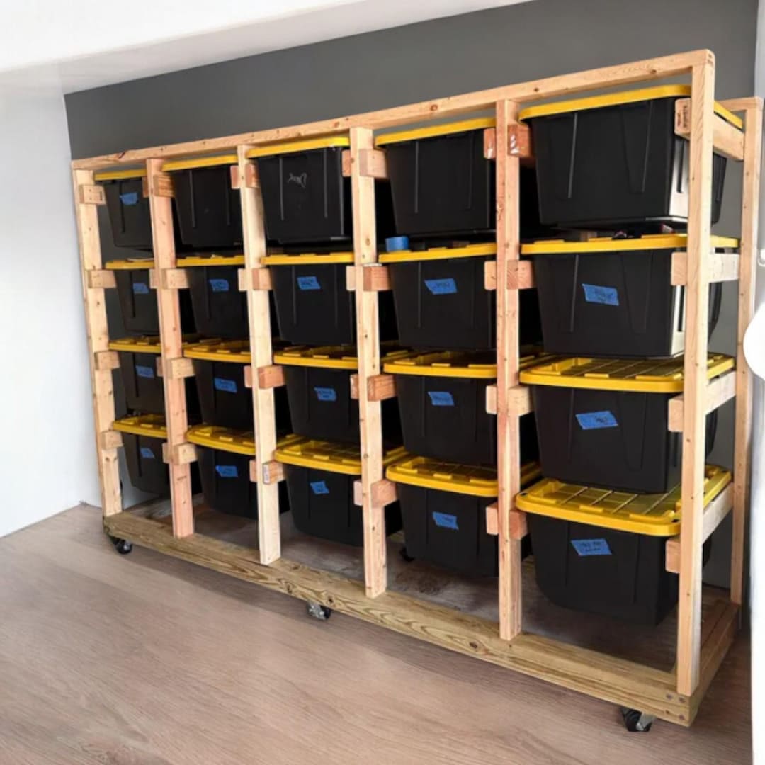 Tote Storage, Bin Rack Plan, Wood Tote Holder, Garage Organizer, PDF ...