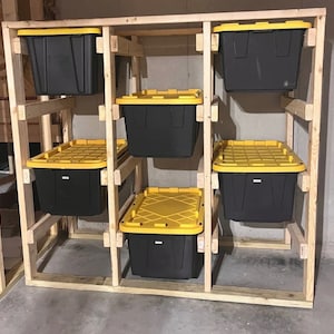 27 Gallon Tote Storage Rack Plans in Multiple Size Options, Garage ...