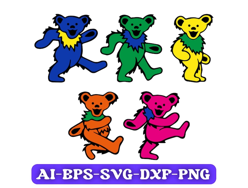 Grateful Dead Dancing Bears Svg Files, Png, Funny Svg, Grateful Dead ...