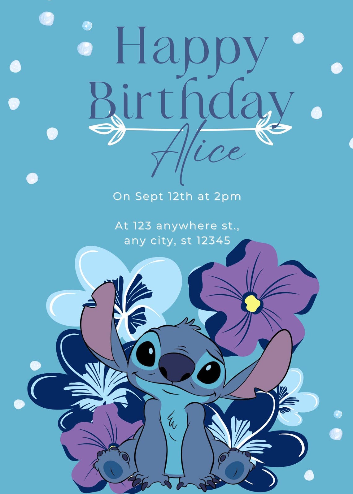 Invitación De Stitch / Invitación Para Cumpleaños / Invitación ...