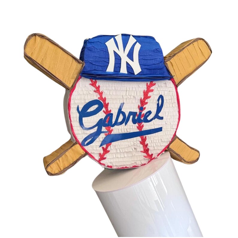 Piñata Pelota De Béisbol | Blanca Y Azul | Personalizable Con Nombre ...