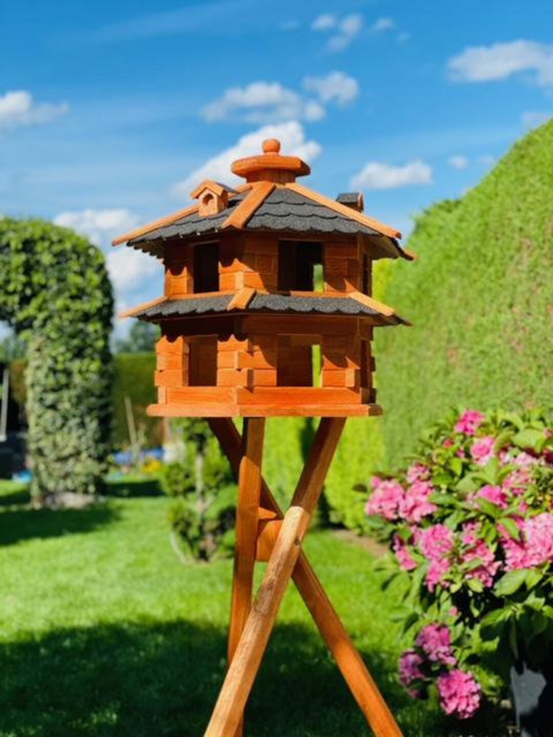 DARLUX Bird Villa XL Feeding Station Double-decker Bird House Stand ...