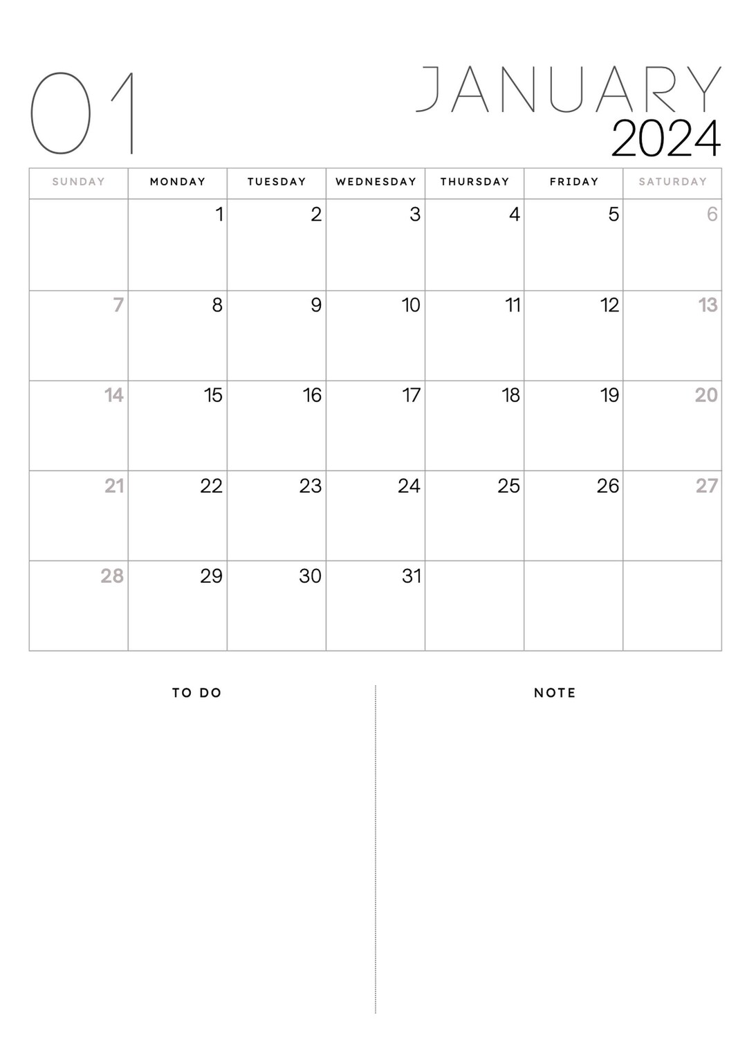 Minimalistic Yearly Calendar and Planner - Etsy