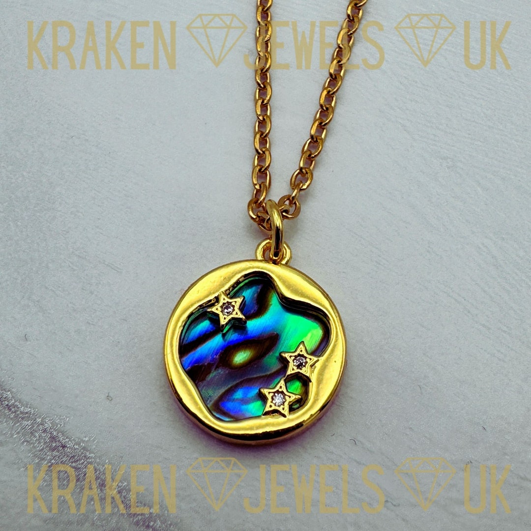 Genuine Rainbow Shell Gold Northern Lights Aurora Borealis Pendant ...