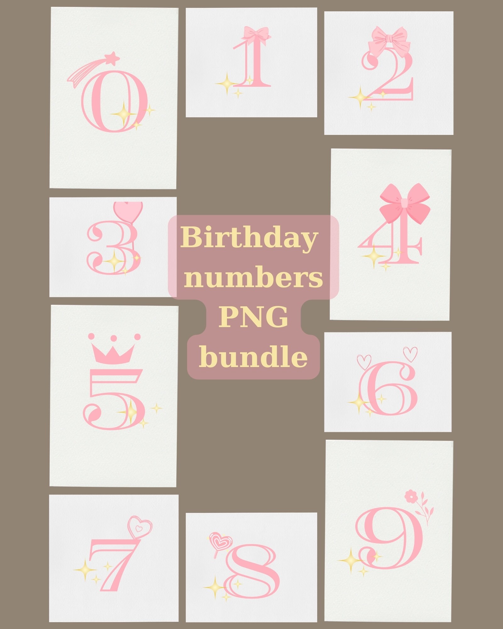 Birthday Numbers PNG Bundle, Birthday Sublimation Design, Pink Numbers ...