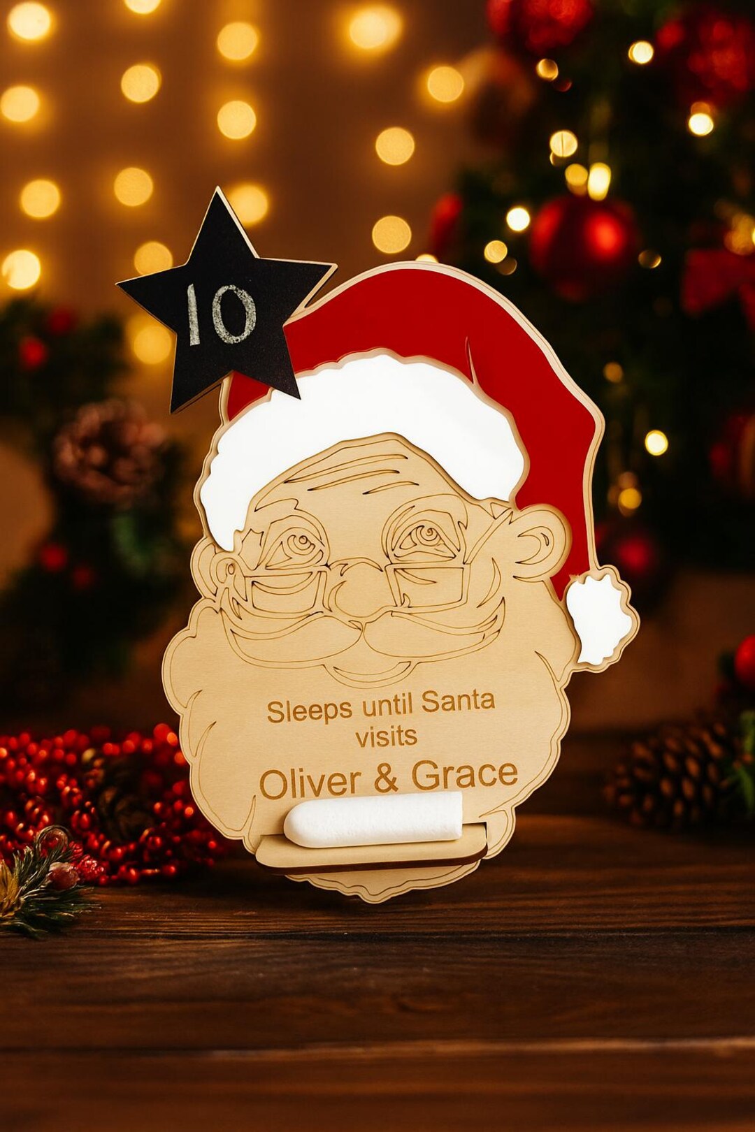 Personalized Santa Countdown Sign | Sleeps Until Santa Arrives Board ...