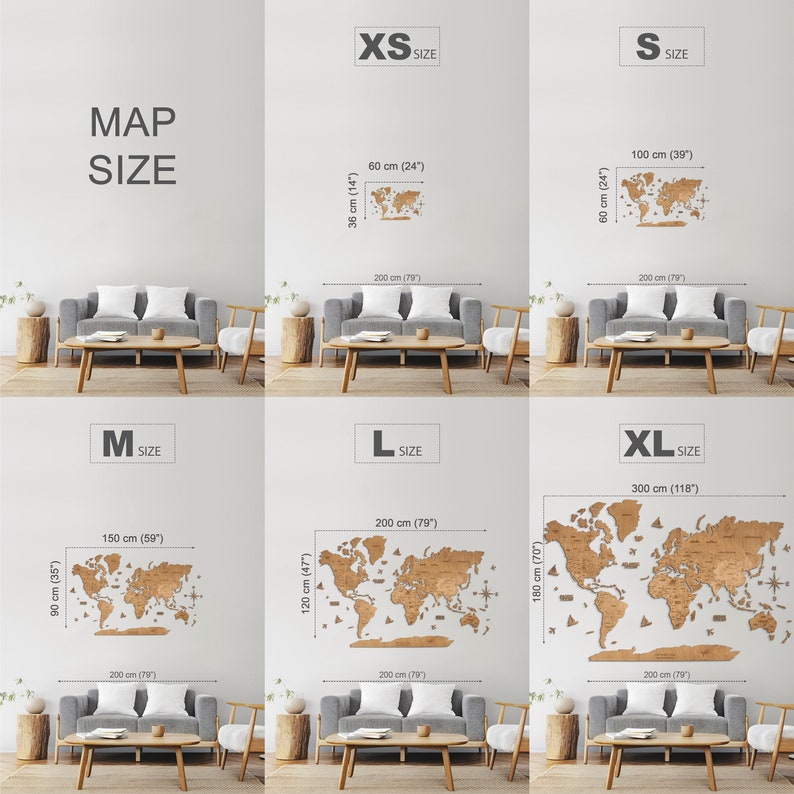 Wall Globe, Wooden World Map, Gift for New Home Wall, Decowoodmap Oak ...