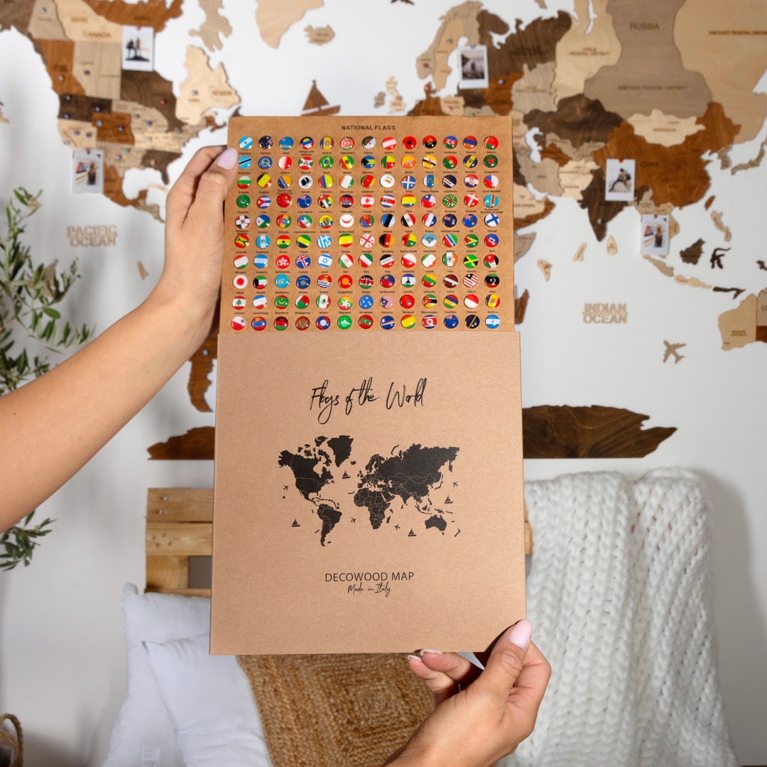 291 Country Flags Kit, Wooden World Map Pins, 291 Pins Flags - Etsy UK