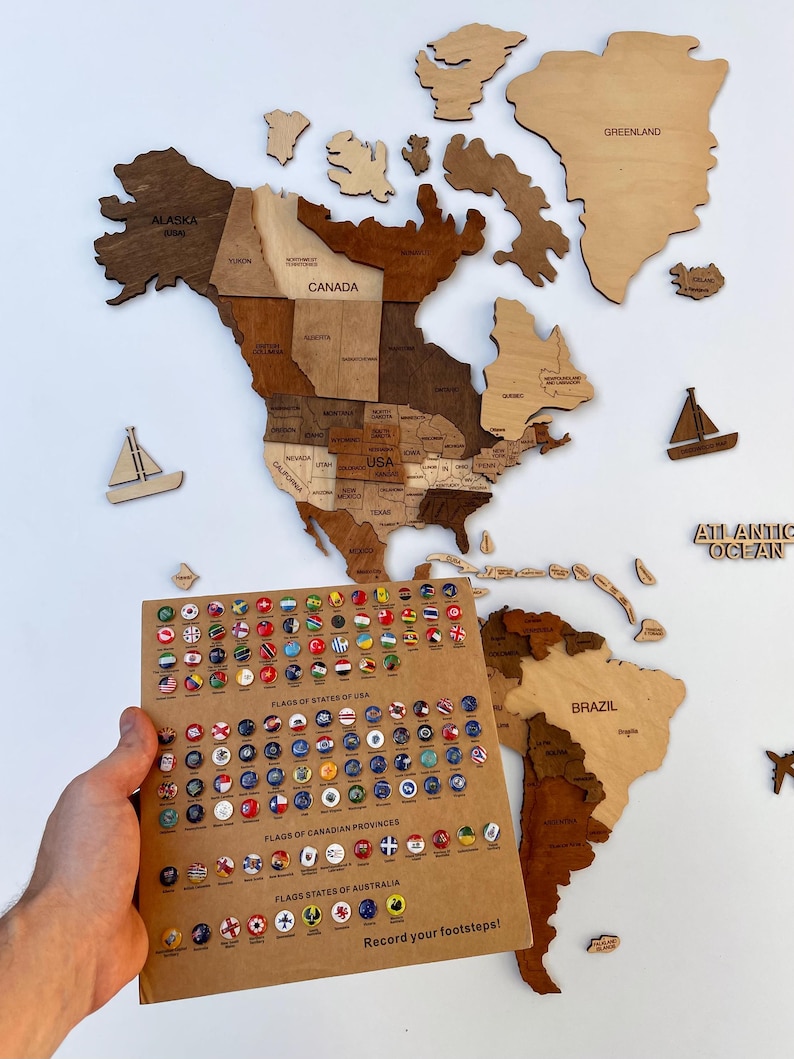 3D Wooden World Map, Living Room Decoration, Wall Art, Bedroom Wall Art ...