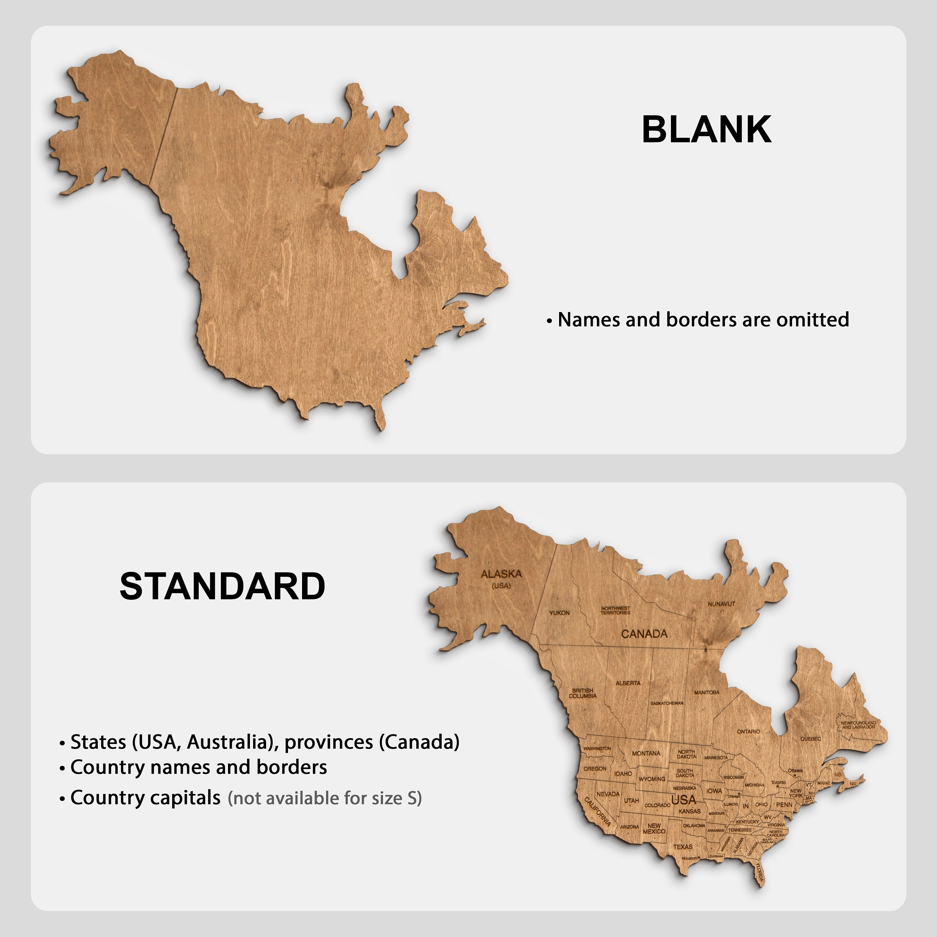 Wall Globe, Wooden World Map, Gift for New Home Wall, Decowoodmap Oak ...