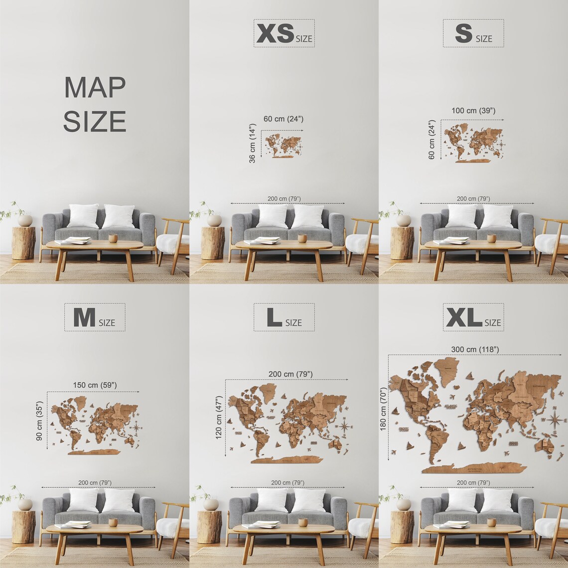 Wooden World Map Decoration, Home Wall Decor, Gift for Travellers ...