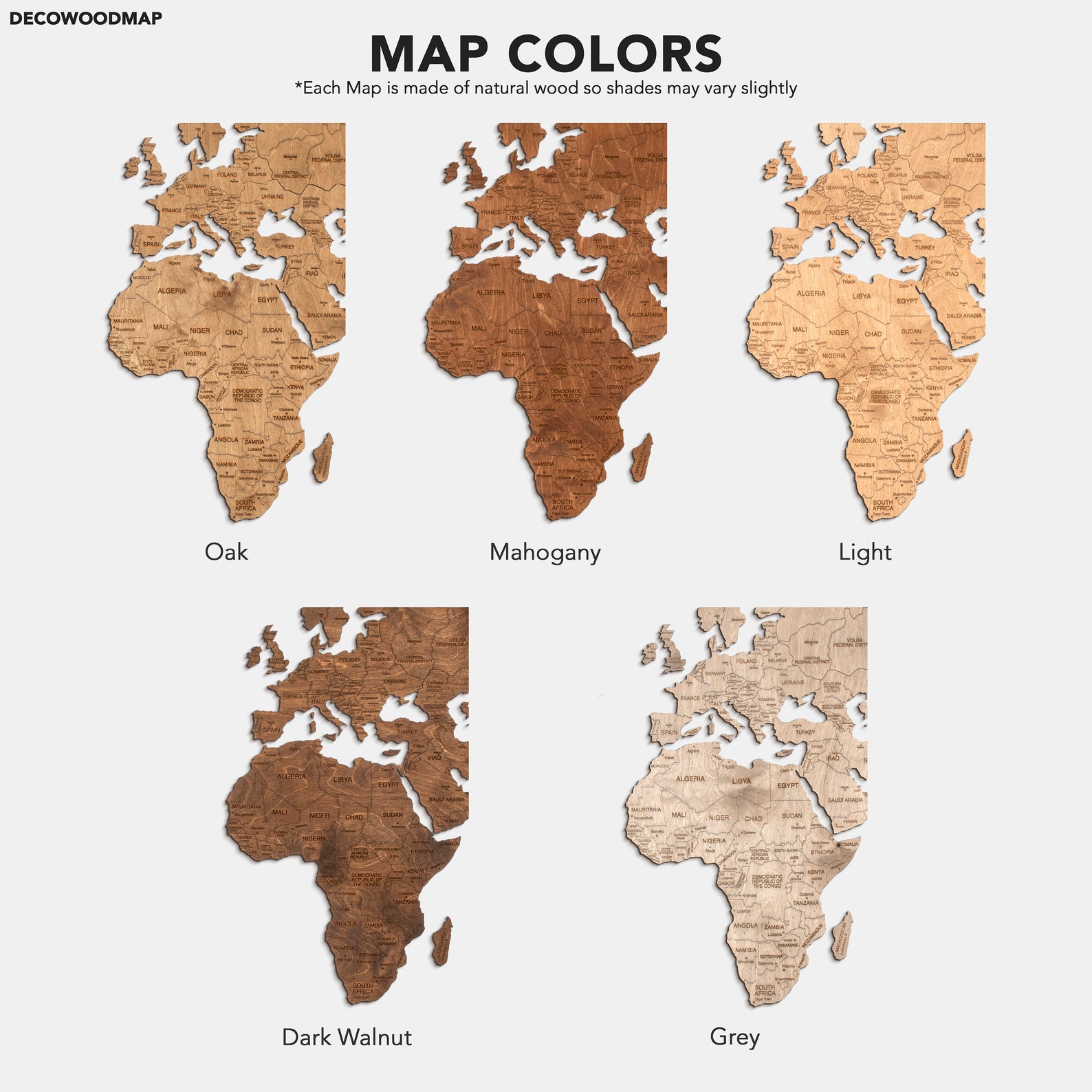 Wooden World Map, Gift for New Home Wall, Decowoodmap Oak World Map ...