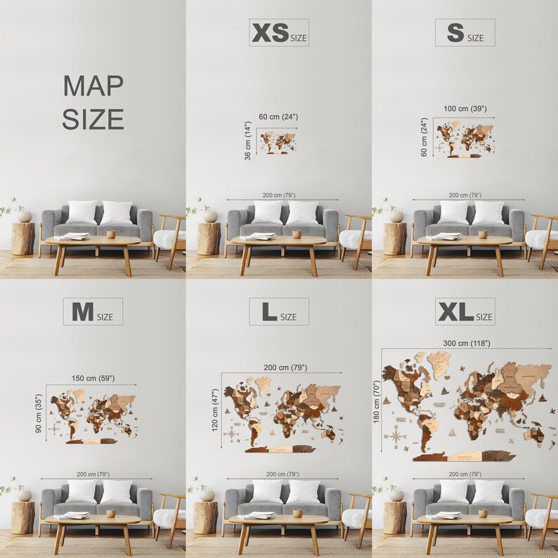 3D Wooden World Map, Office Decor Decowoodmap, Multicolor World Map ...