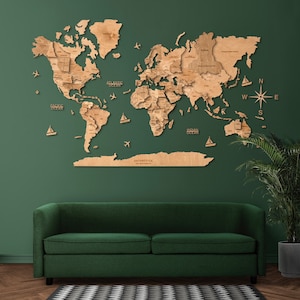 New Home World Map, 3D Wooden World Map Decowoodmap, Gift for ...
