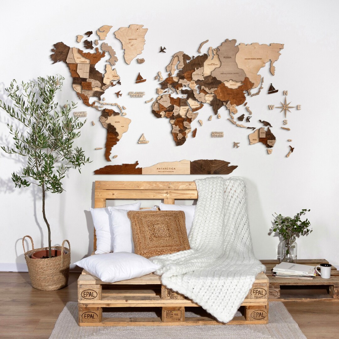 Home Wall Decor, Wall Map, Gift for Travelers, 3D Multicolor Map ...