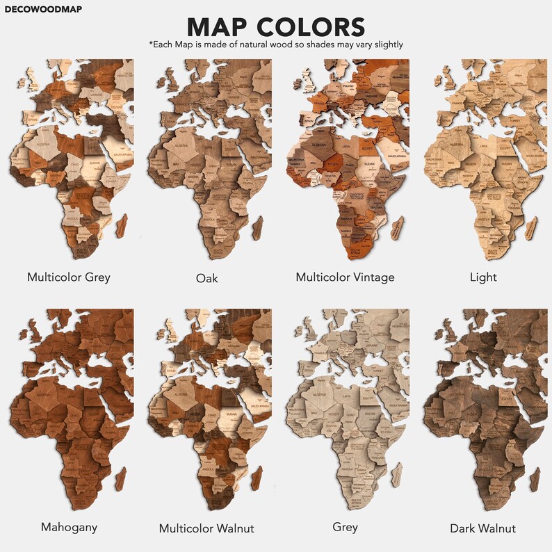 World Map by Decowoodmap, Gift for Travelers, Home Wall Decoration ...