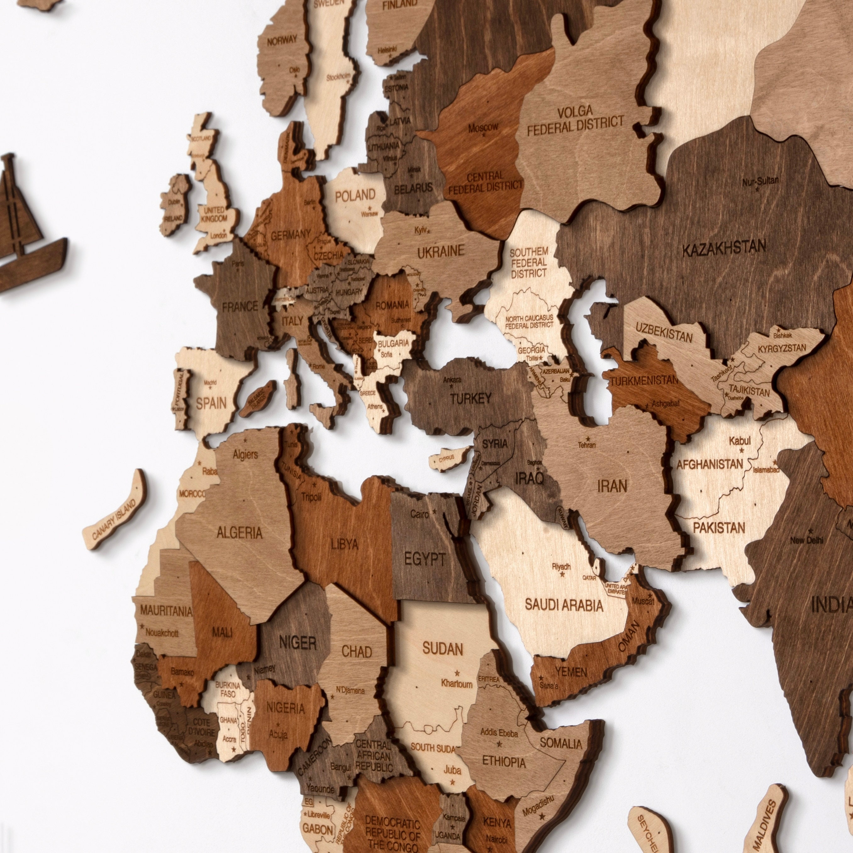 Wall Decoration for Home, World Map by Decowoodmap, Gift for Travelers ...