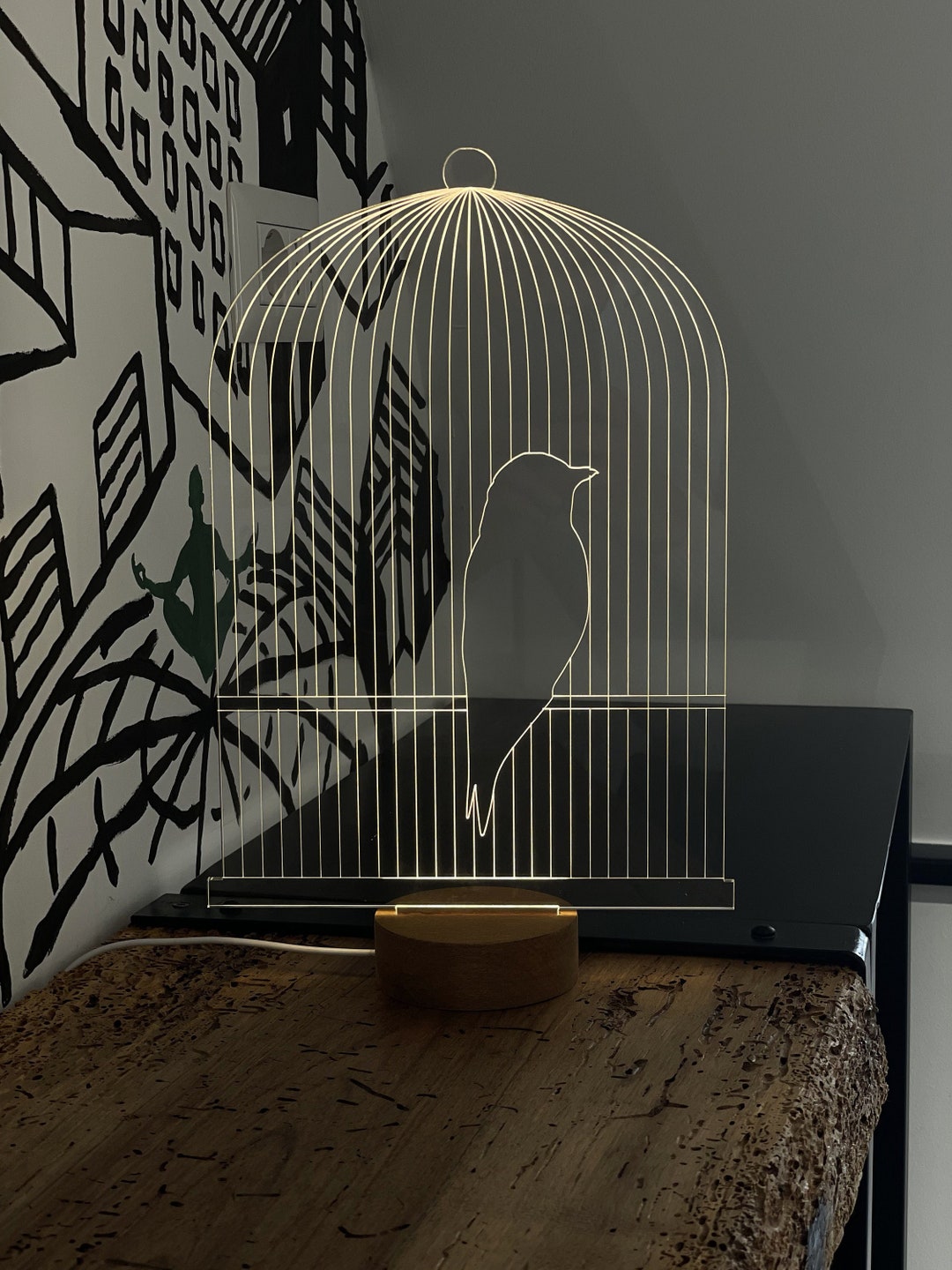 LED Plexiglass Lamp, Anniversary Gift, Designer LED Table Lamp, Gift ...