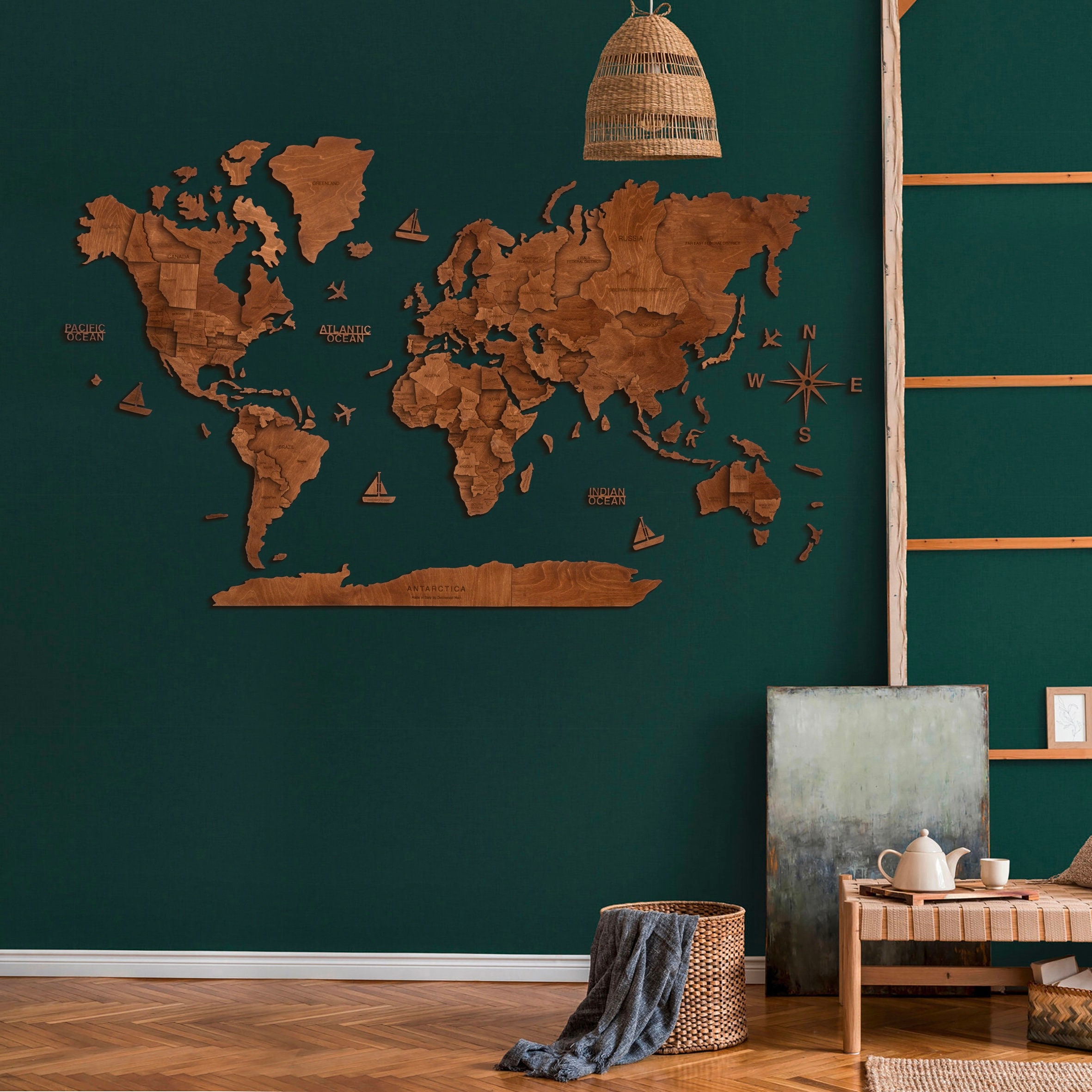 New Home Decoration, 3D Wooden World Map Decowoodmap, Living Room Decor ...