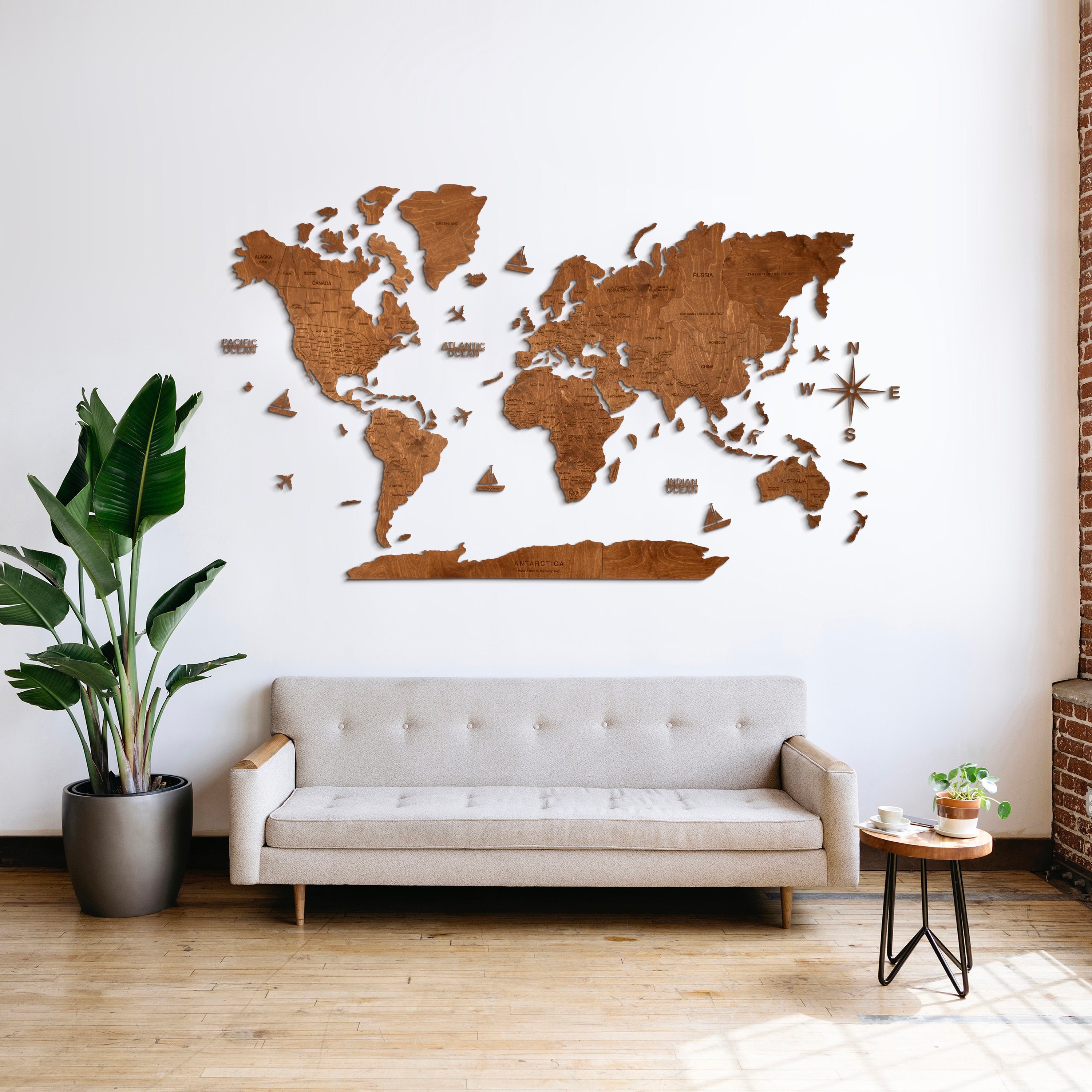 Wall Globe, Wooden World Map, Gift for the New Home Wall, Decowoodmap ...