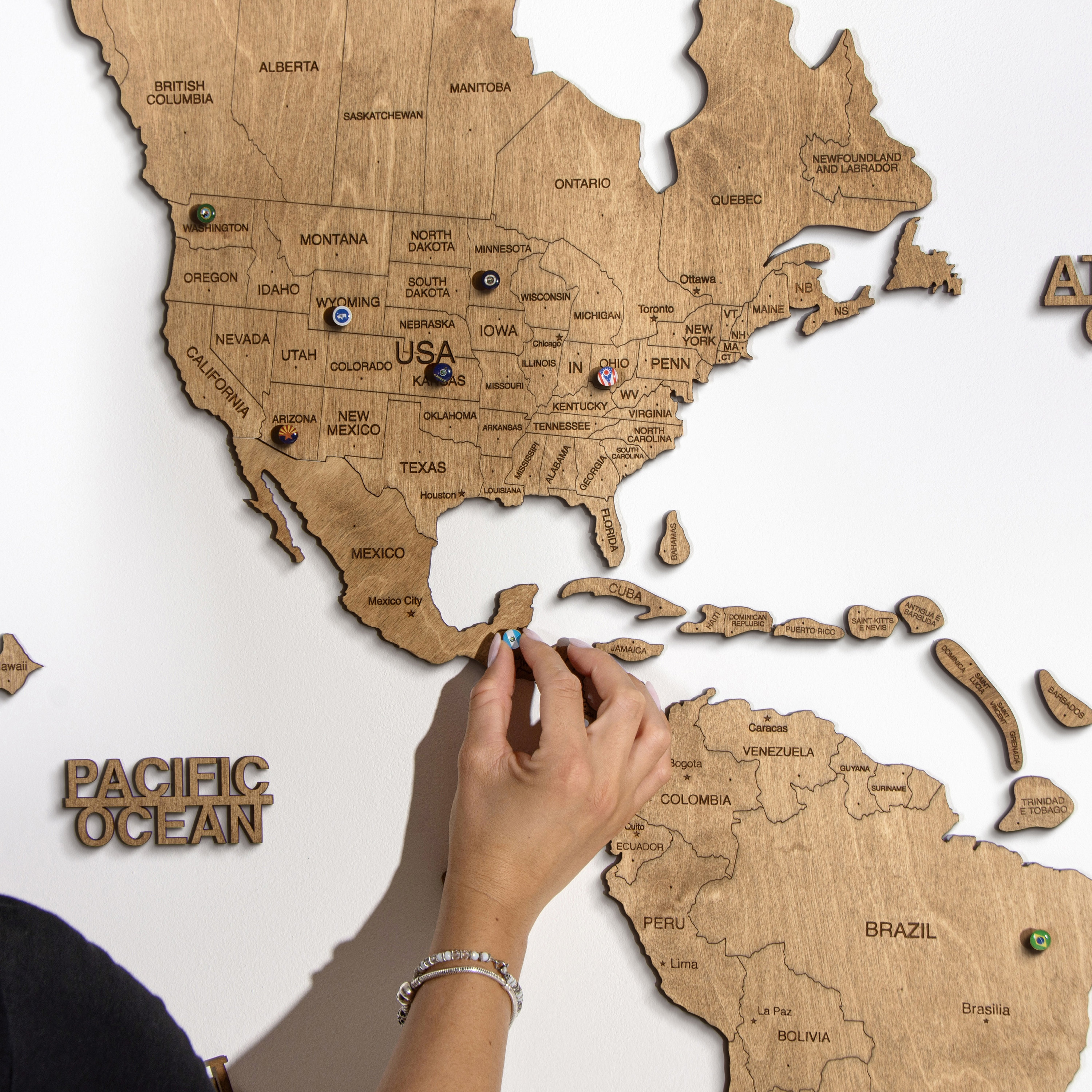 Wall Globe, Wooden World Map, Gift for New Home Wall, Decowoodmap Oak ...