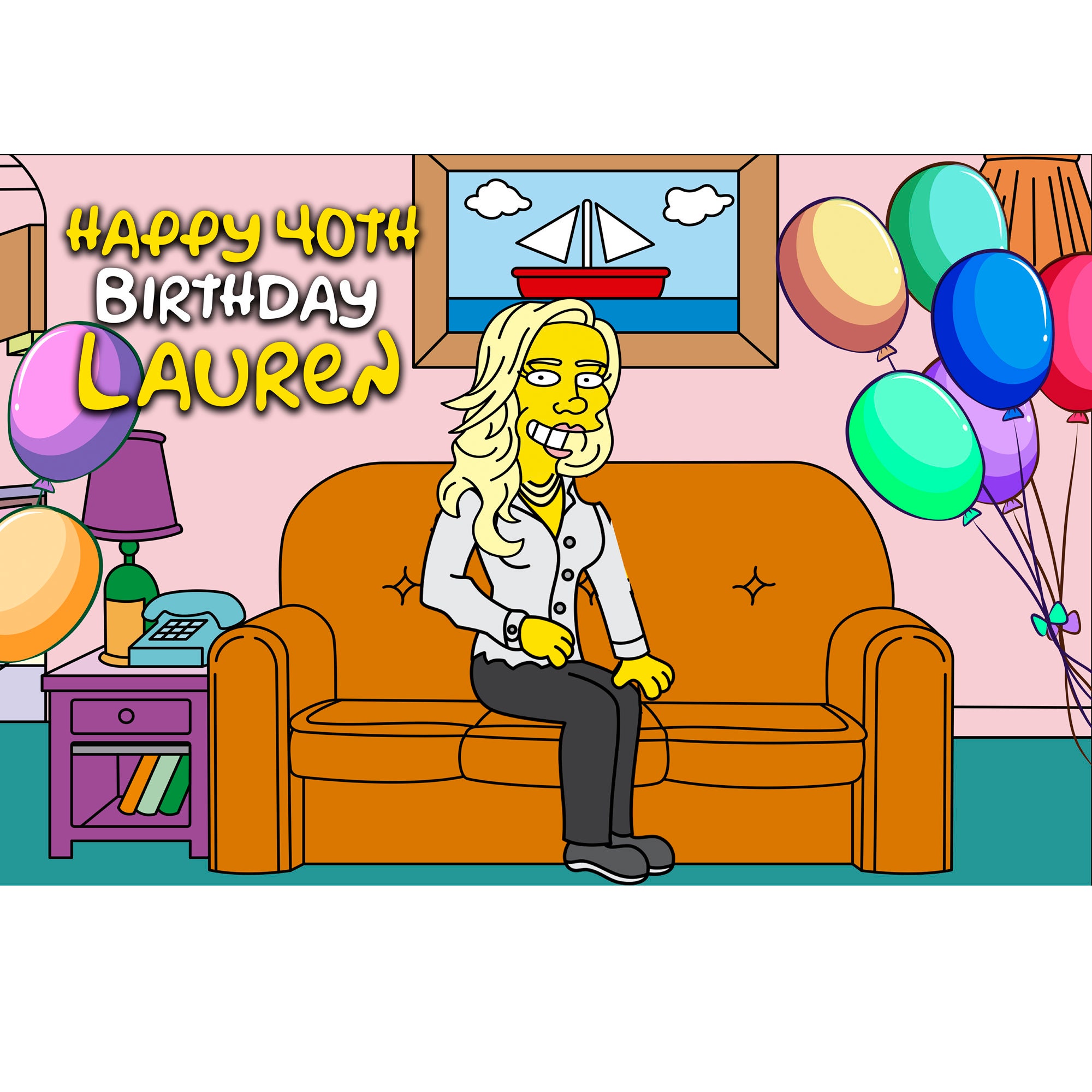 Simpsons Birthday Backdrop Personalized Banner for Party Theme Birthday ...