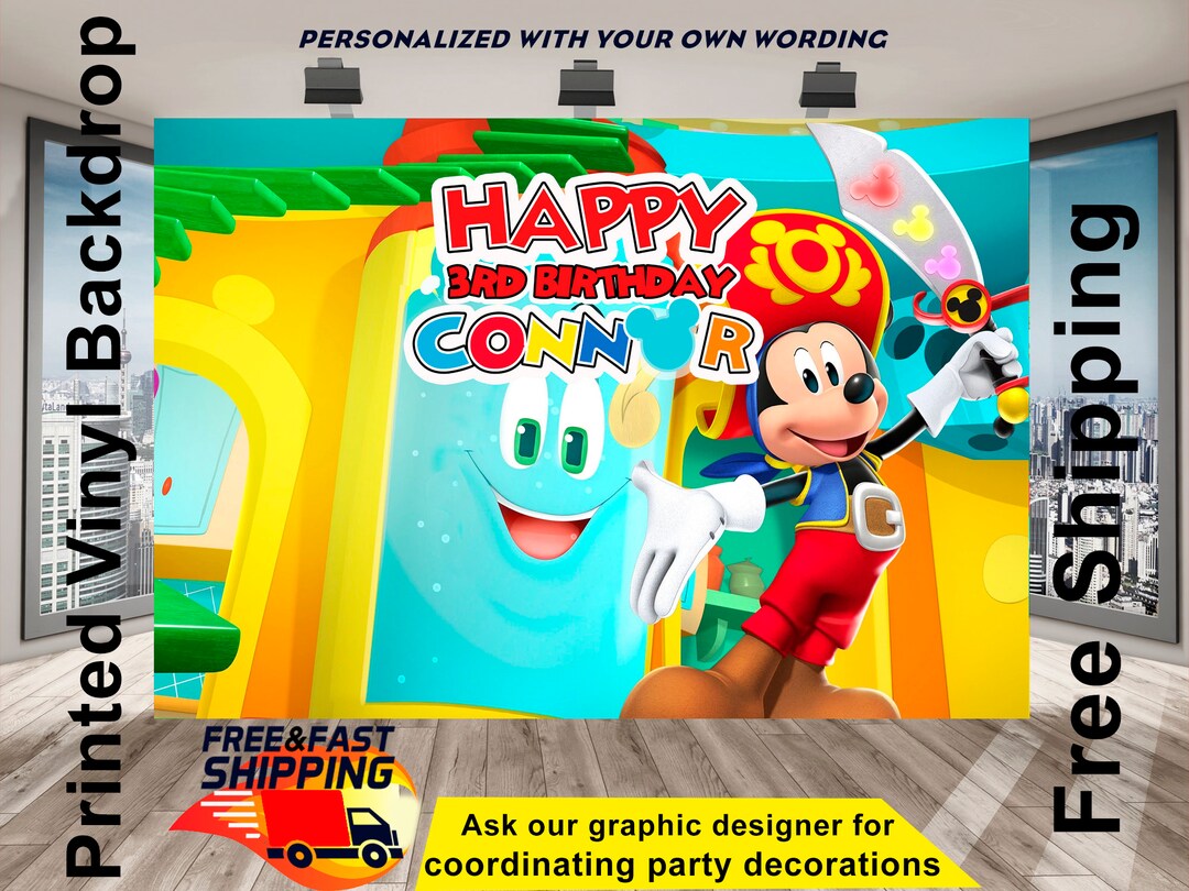 Mickey Funhouse Birthday Banner Personalized Backdrop for Party Theme ...
