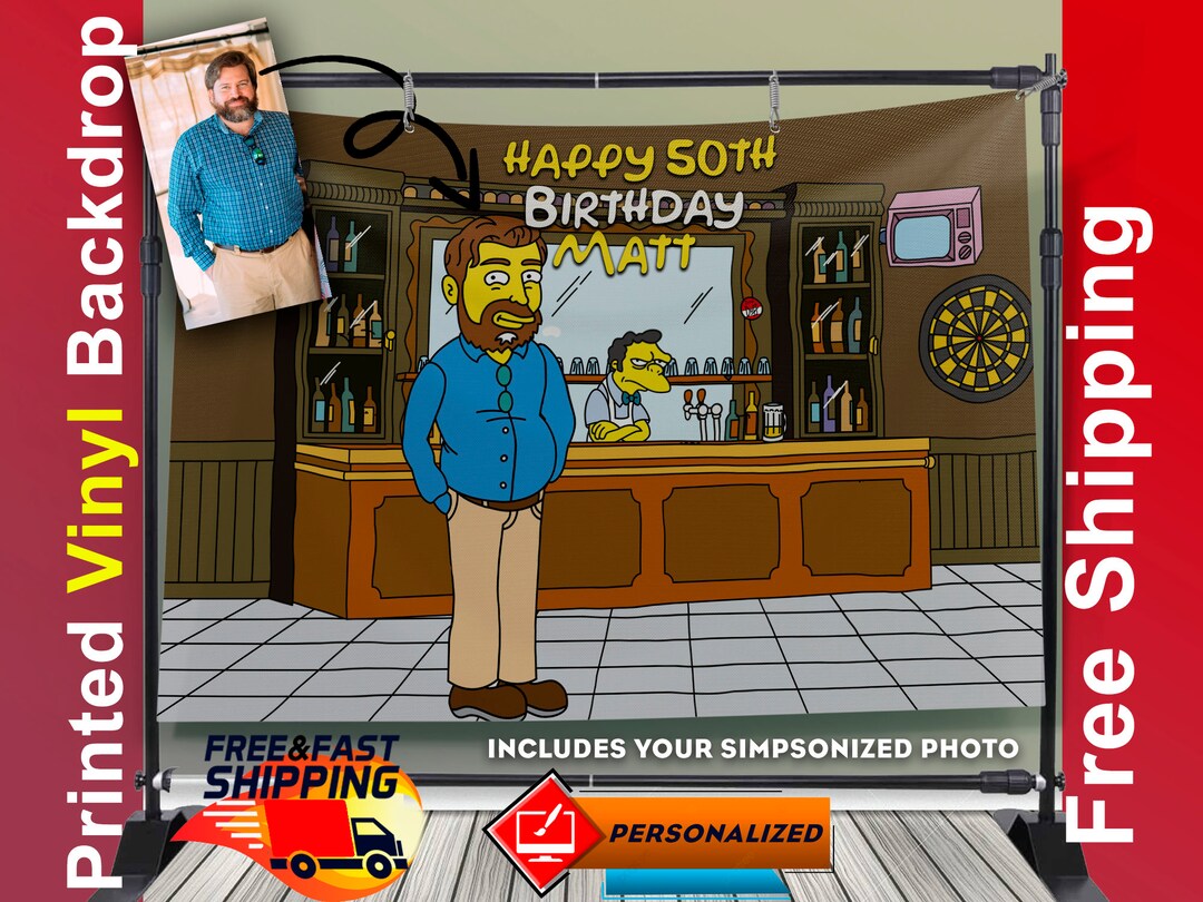 Simpsons Birthday Backdrop Personalized Banner for Party Theme Birthday ...