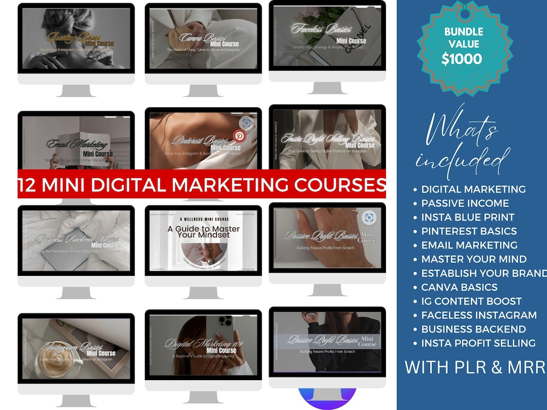 Digital Marketing Course Bundle Canva Templates Make Money Online Audio ...