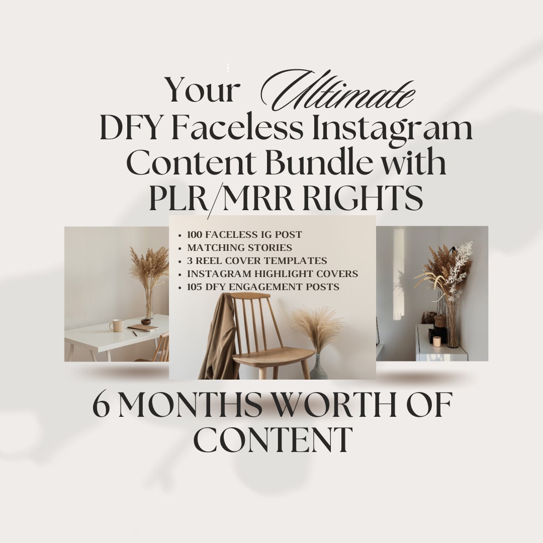 FACELESS Instagram Content Launch Kit - Aesthetic Content W MRR and PLR ...