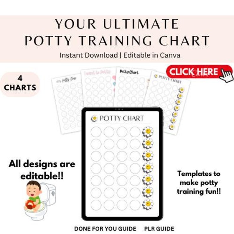 Editable Potty Chart | Potty Training Chart | Custom Sticker Chart ...