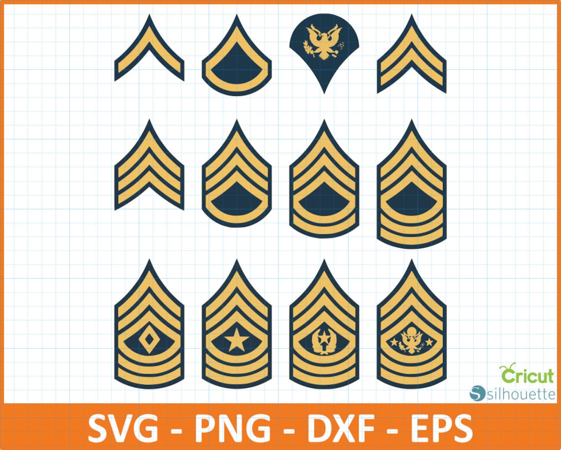 US Army Sergent Enlisted Rank Vectors,svg,png,dxf,eps File,instant ...