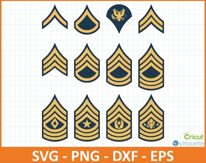 Army Rank Svg, Army Enlisted Rank SVG, Army Rank Insignia, US Army ...