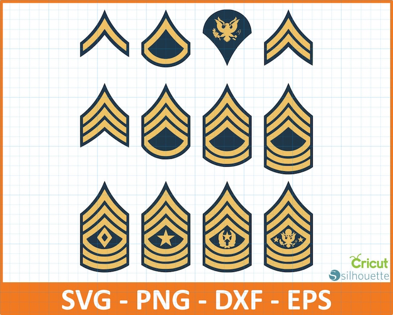 US Army Sergent Enlisted Rank Vectors,svg,png,dxf,eps File,instant ...