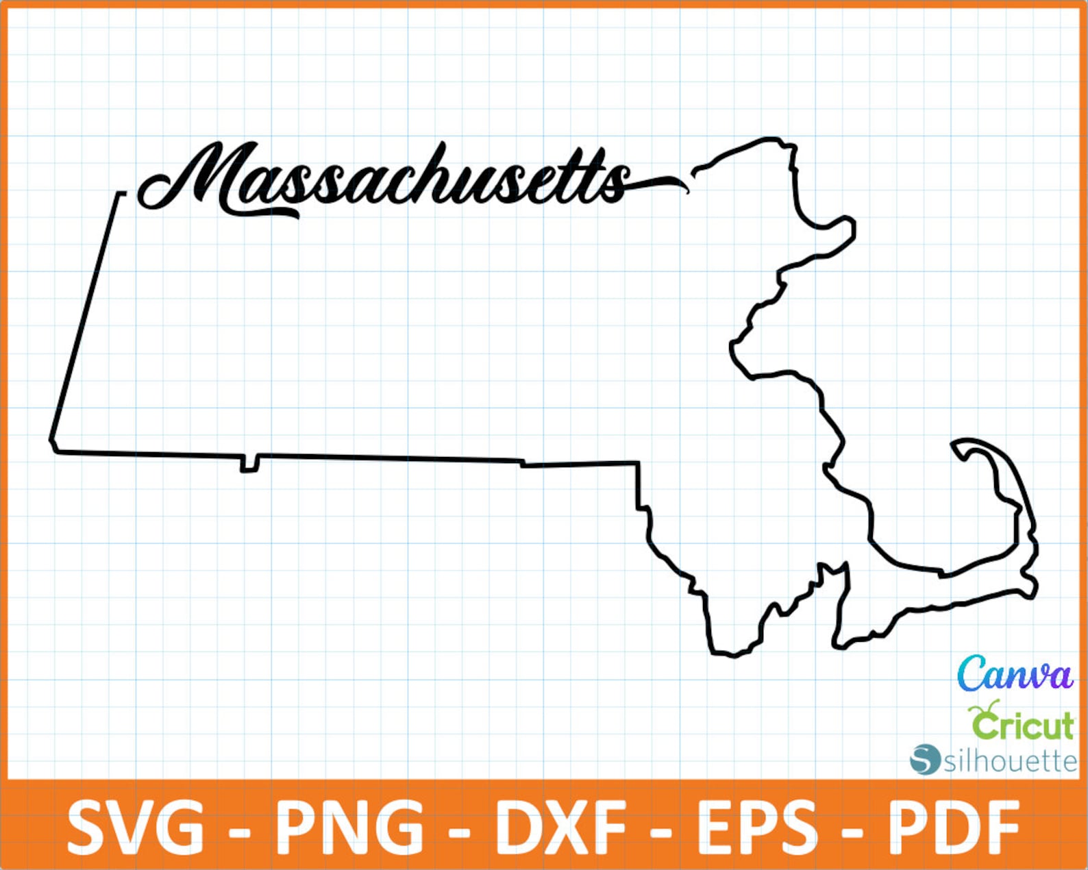 Massachusetts State Svg,png,dxf,eps,pdf File,ready for Canva,cricut ...