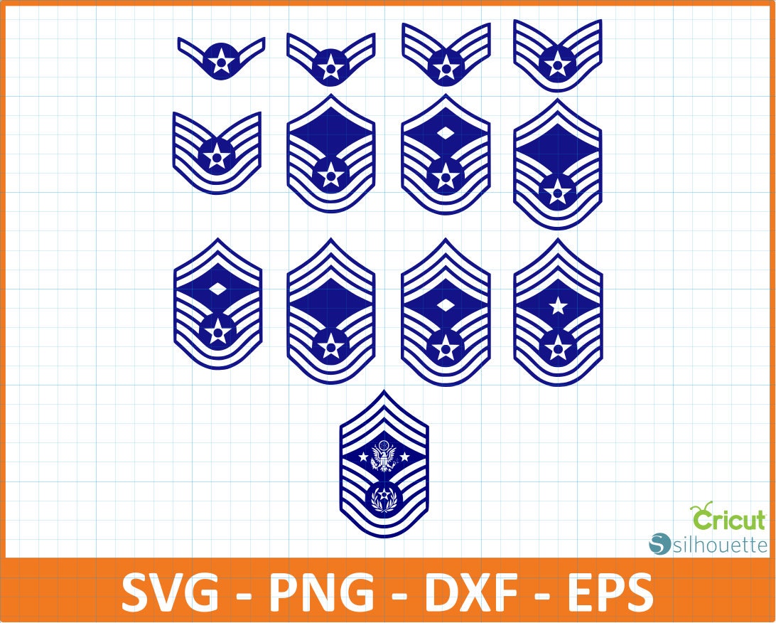 US Air Force Enlisted Rank Vectors,svg,png,dxf,eps File,instant ...