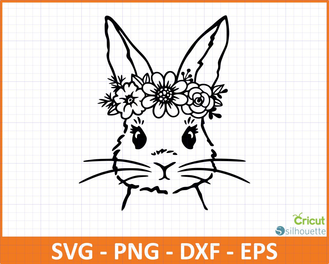 Hase mit Blumen, Floral Rabbit Sign Logo, SVG, PnG, DxF, Eps, Digital ...