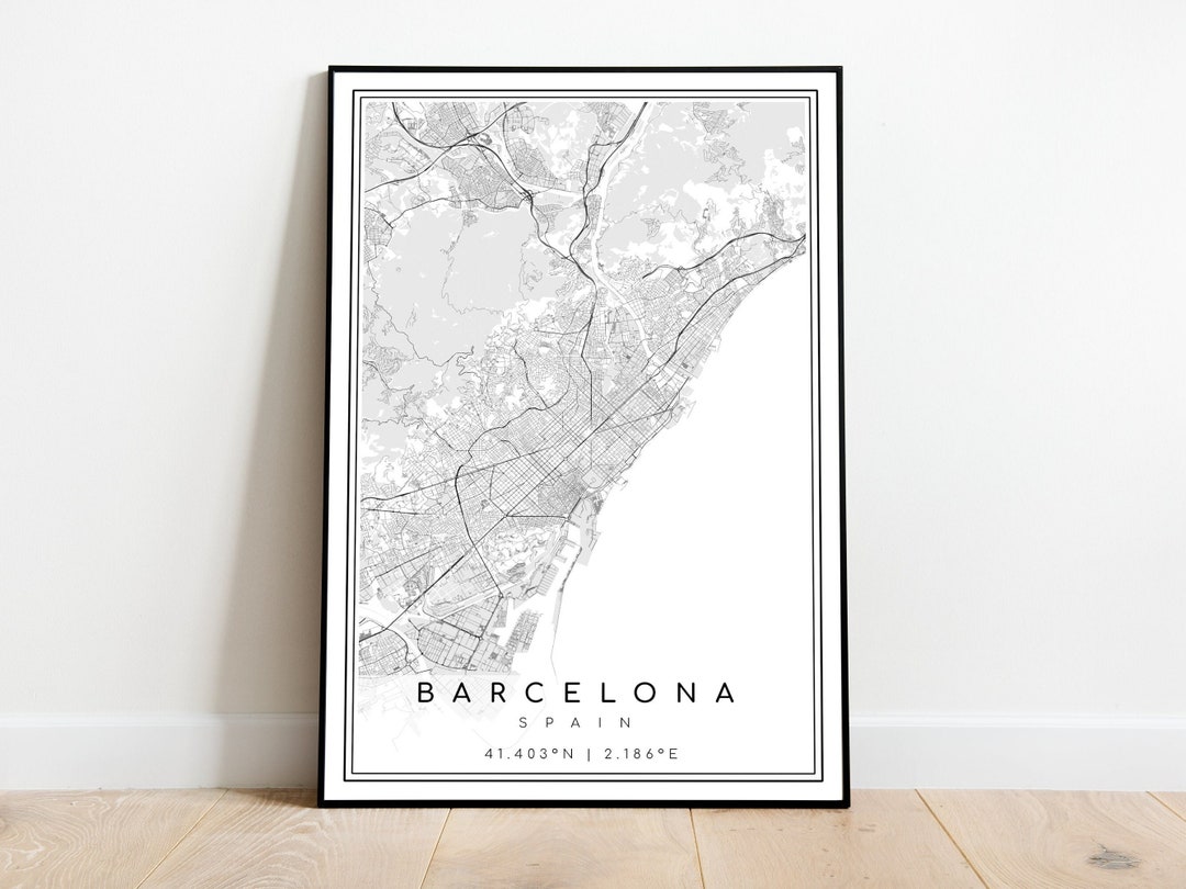 Barcelona Map Print,barcelona Spain Poster,barcelona Street Map Art ...