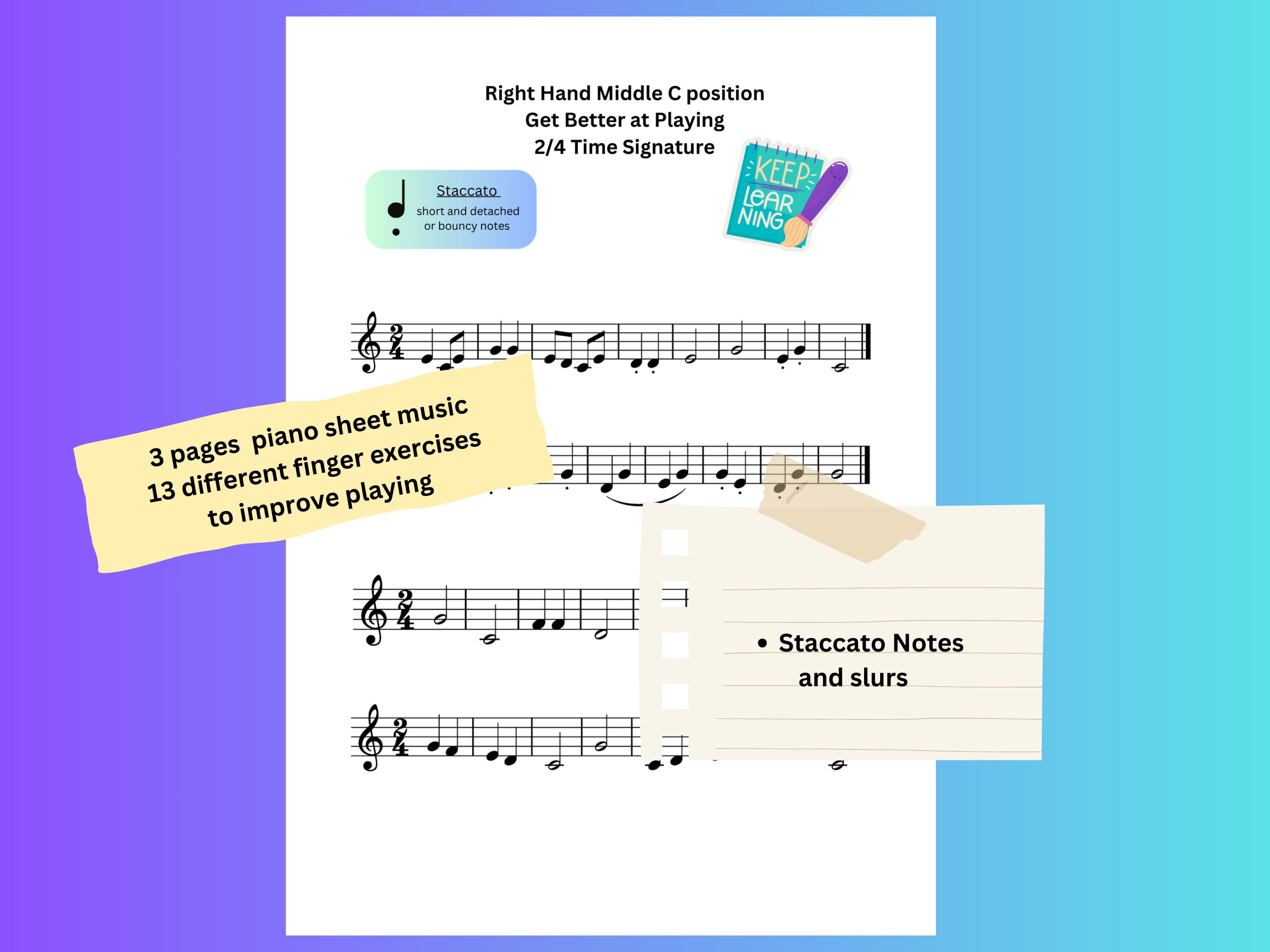 Piano Exercises for Beginners, Piano Note Reading Practice, Sight ...