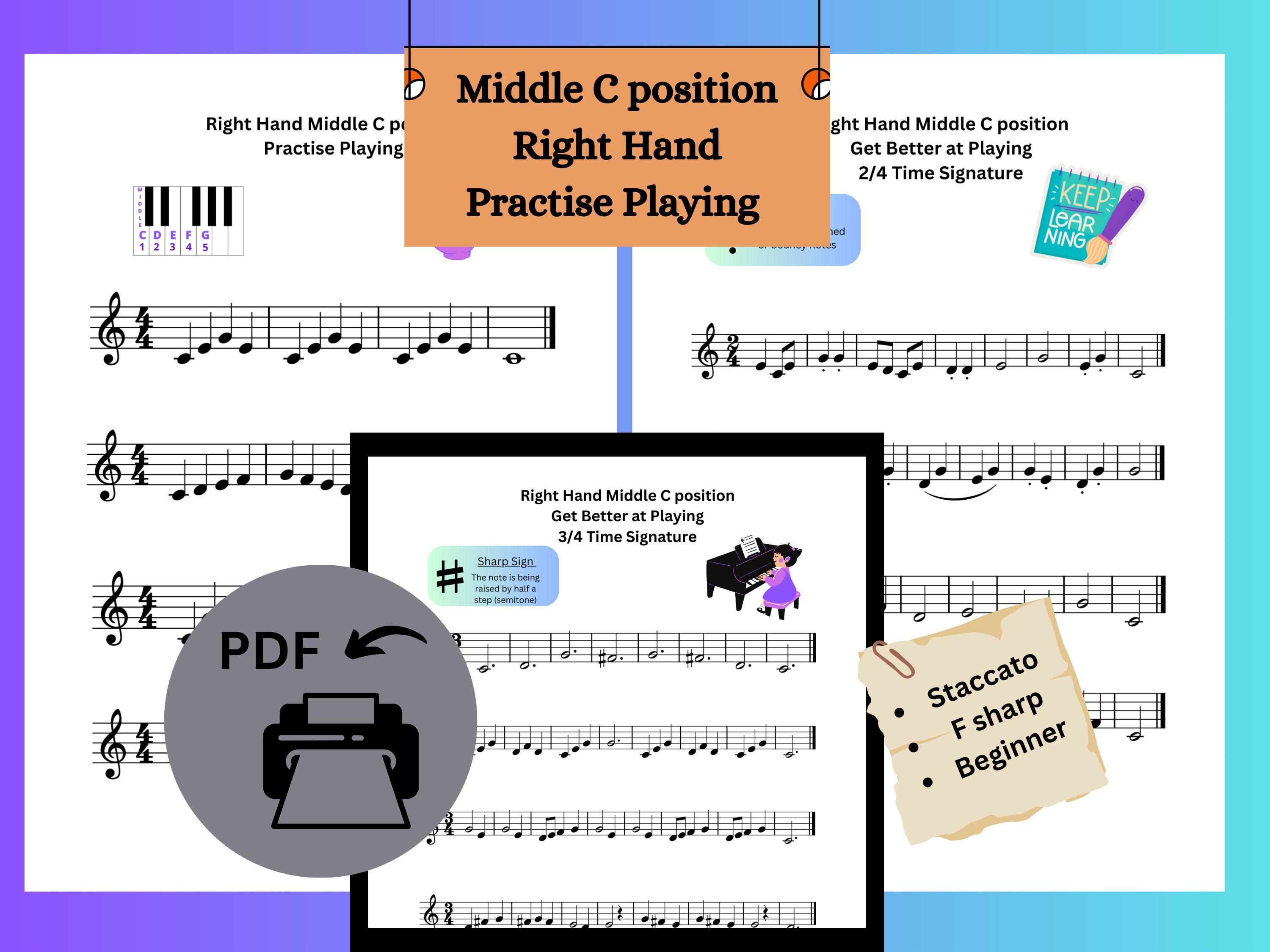 Piano Exercises for Beginners, Piano Note Reading Practice, Sight ...