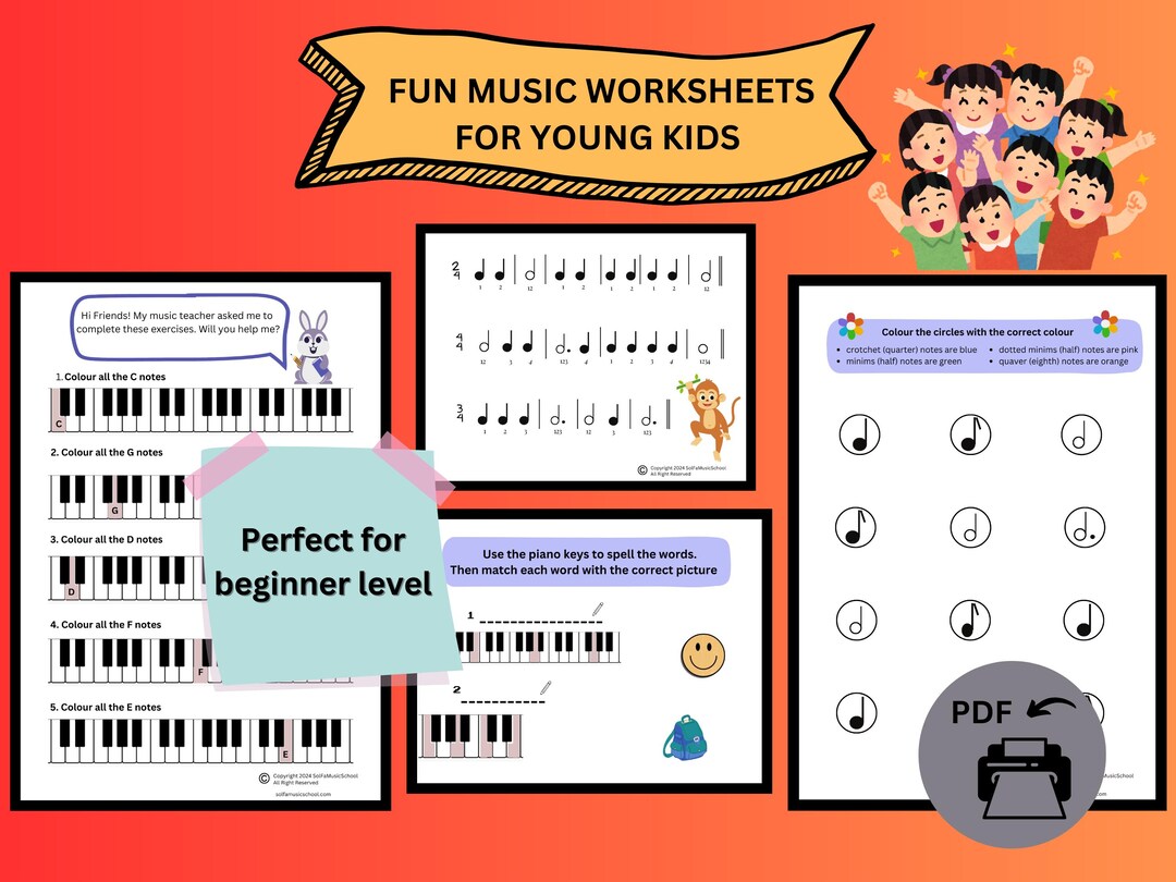 Fun Interactive Colouring Music and Piano Worksheets for Young Learners ...