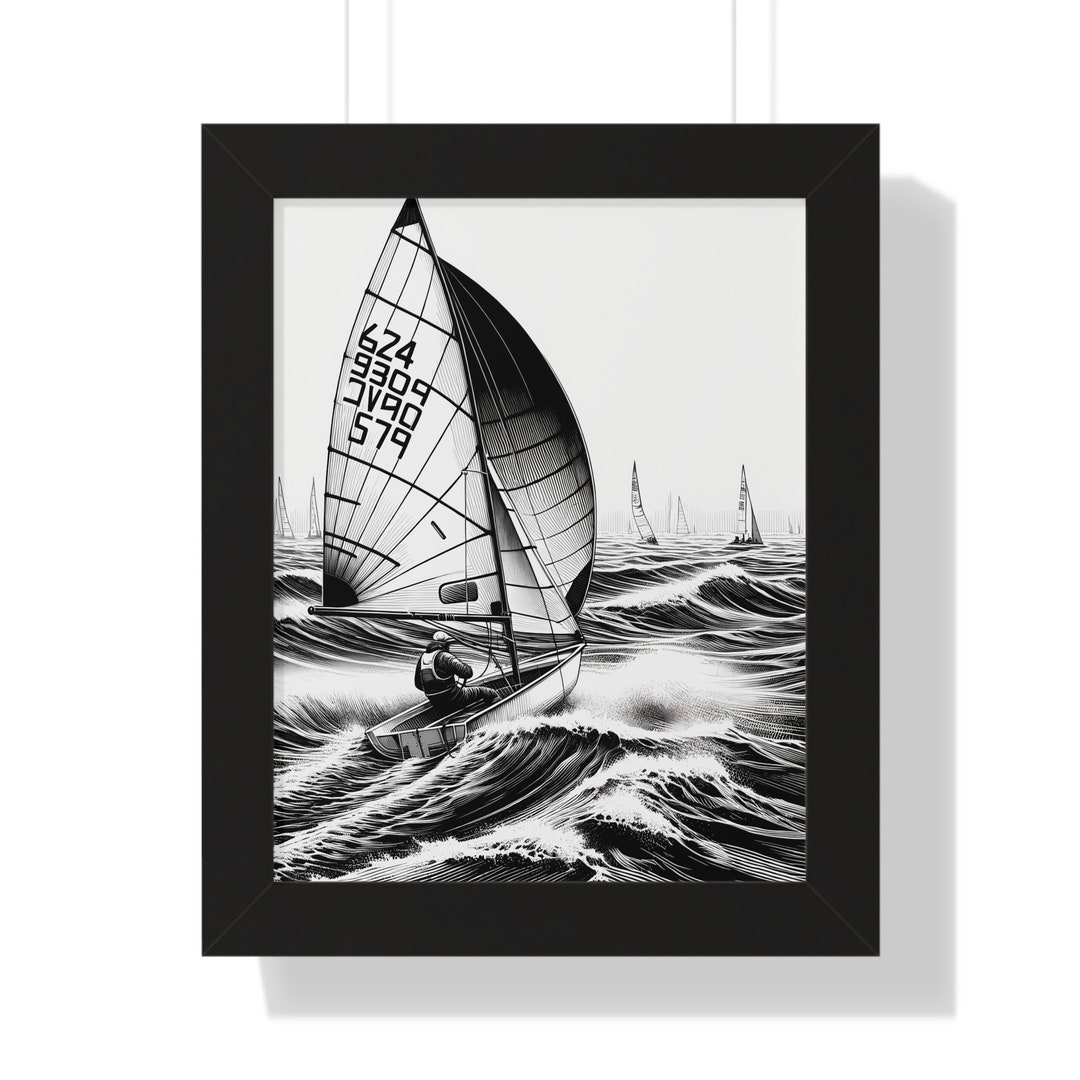 Optimist Sailing Vertical Poster in Frame: Navigate Towards Adventure ...