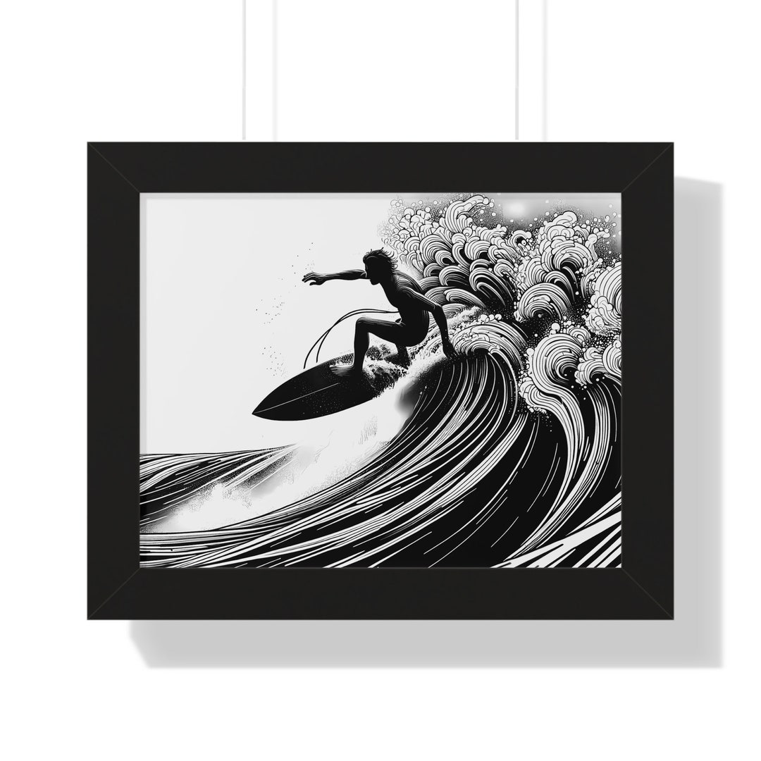 Surfing Poster: Enjoy the Rush of Wave Rider & Chasing Waves - Framed ...
