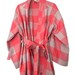 Linen Bathrobe With Pockets Robe Loungewear Pink Checkered Soft Pure ...