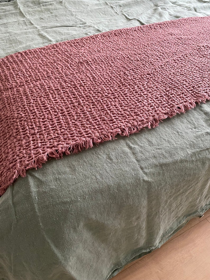 Blanket Linen Bed Throw Handcrafted From Natural Soft Waffle Linen ...